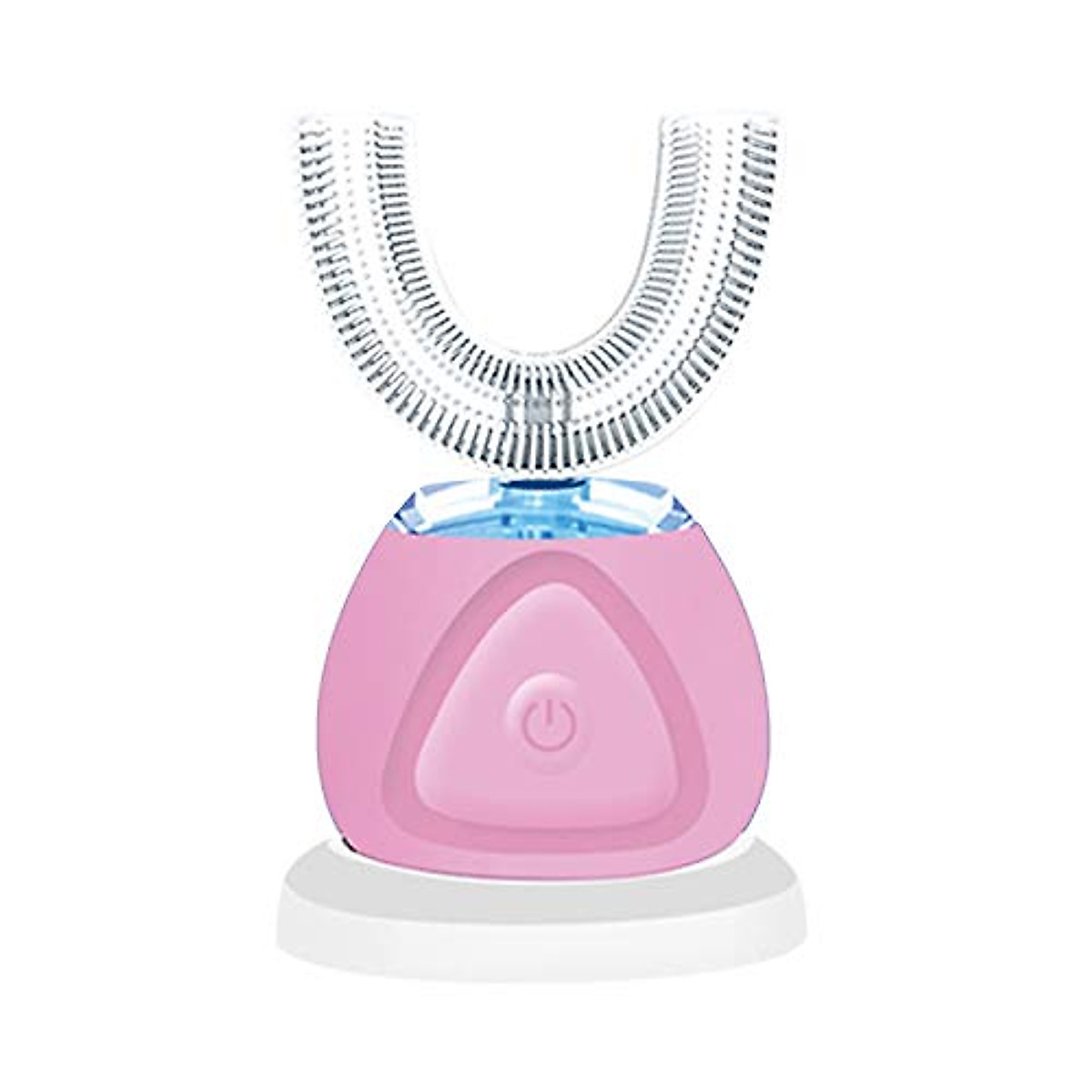 BFE 3rd Generation 360° Ultrasonic Electric Toothbrush with Long Brush Head for Adults Rechargeable Portable Automatic LED Light Infrared Protecting for Gums IPX7 Waterproof Hands Free (Pink)