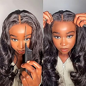 13x6 Glueless Wigs Human Hair Pre Plucked/Cut 26 Inch Wear and Go Wig 10A HD Body Wave Lace Front Wigs Human Hair 180 Density Wigs for Women No Glue 3 Seconds for Beginners