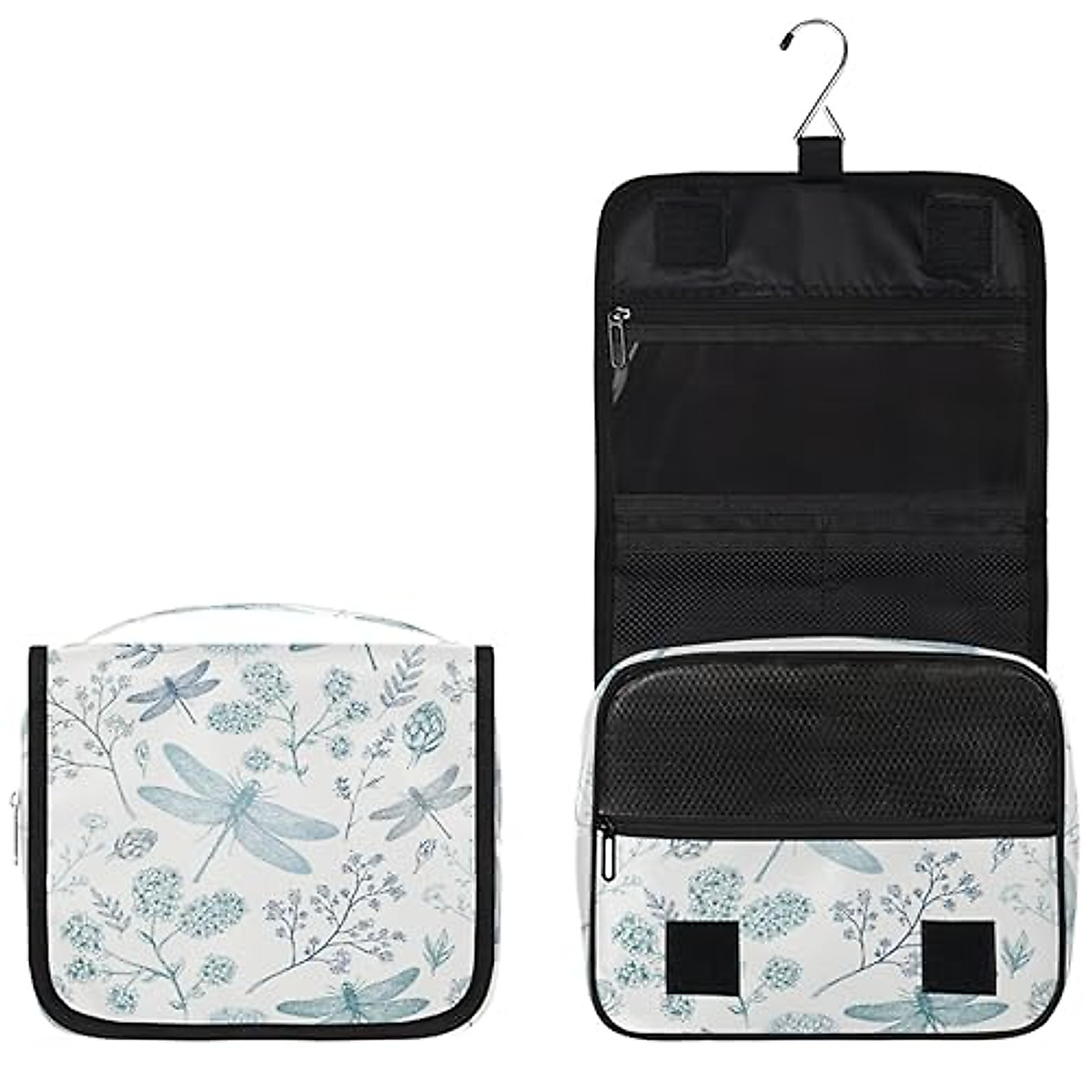 Dragonflies Insects Plants Travel Toiletry Bag Cosmetic Makeup Bag for Women Men Hanging Hook Wash Toiletries Portable Toiletry Bags Organizer