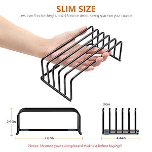 KORRTFID Cutting Board Storage Rack, Compact Chopping Board Organizer, Cutting Board Stand Holder, Bakeware, Cookie Sheets Organizer (0.6 Inch Width Slots)