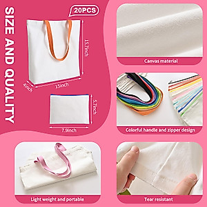 20 Pack Sublimation Blanks Tote bags, MAFYE Reusable Grocery Bags DIY Heat Transfer Canvas Tote Bags Cosmetic Makeup Bags Shopping Bags with Customized Color for DIY, Advertising, Christmas Craft Gift