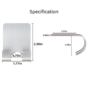 Self-Adhesive Shaver Hooks Heavy Duty Waterproof Shower Multi-Function Hooks,Stainless Steel Hooks for Bathroom Kitchen Double Hook to Organize Razor Loofah Robe Shaver Plug by KCTEX (Silver)