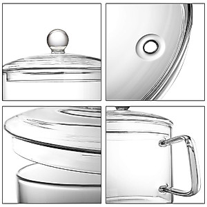 Suwimut Glass Saucepan with Cover, 1.3L/40 FL OZ Heat-resistant Glass Stovetop Pot and Pan with Lid and Handle, Clear Glass Cookware Set Cooktop Safe for Pasta, Noodle, Soup, Milk