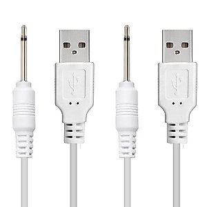 oGoDeal Replacement USB to DC Charging Cable | USB Charger Cord - 2.5mm - Original Replacement (2 Pack White)
