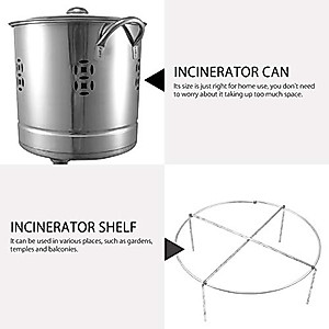 Happyyami 2Pcs Stainless Steel Burn Barrel Incinerator Cage Fire Pit Metal Garden Fire Cage Yard Debris Burn Incinerator Bin for Garden Paper Leaf Trash Wood Backyard Bonfire Silver 30cm