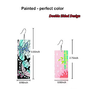 KAERUN 12 Pairs Women's Tanjiro Earrings Anime Demon Slayer Earrings Cosplay Fashion Double-sided Acrylic Alloy Resin Earrings
