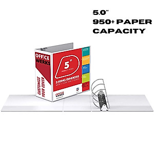 3 Ring Binder, Professional D Ring Binder 5 Inch, Presentation Folder for Pages 8.5 x 11 With Pockets, Clear View White Binder