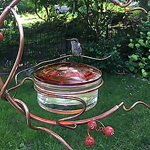 Hummingbird Feeder Pole, Courtyard Bird Feeder, Red Berries Hummingbird Feeder with Hole Birds Feeding Transparent Pipe, Courtyard Bird Feeder for Patio, Garden, Yard