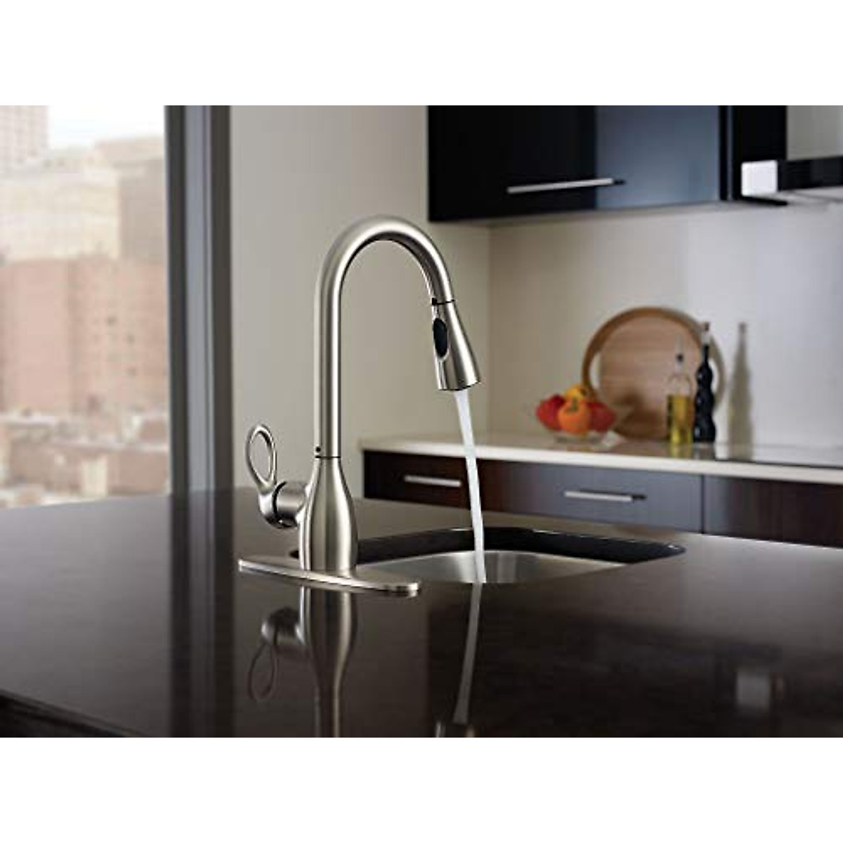 Moen CA87011SRS Single Handle Kitchen Faucet with Pullout Spray from the Kleo Collection, Spot Resist Stainless