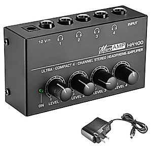 Neewer Super Compact 4-Channel Stereo Headphone Amplifier with DC 12V Power Adapter for Sound Reinforcement, Studio, Stage, Choir, Personal Recording, Features Ultra Low Noise (Original Version)