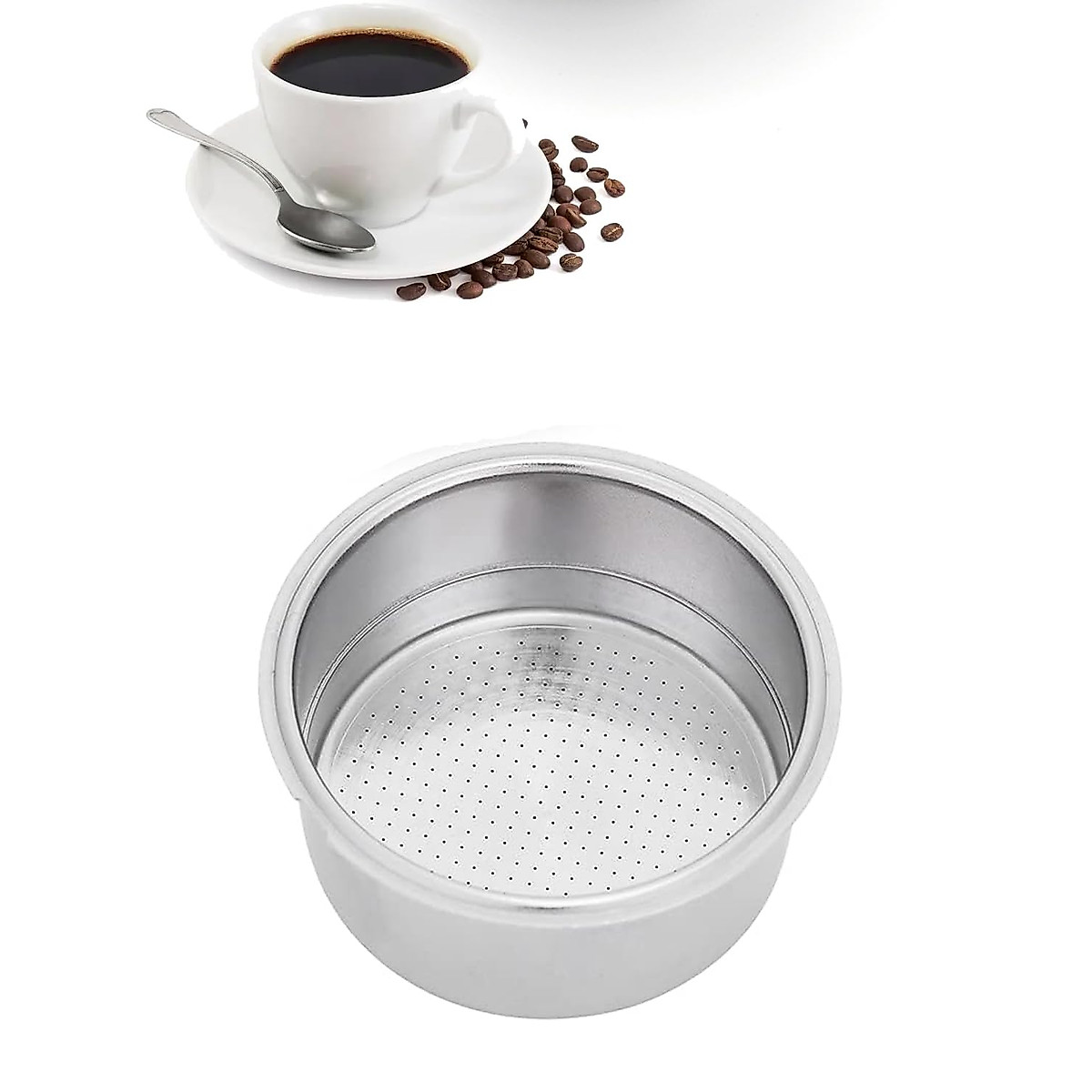 Stainless Steel Coffee Filter,51mm Pressurized Porous Filter, Single Cup Basket Espresso Filter Basket,Stainless Steel Pressurized Mesh Coffee Filters,Coffee Machine Replacement Accessories