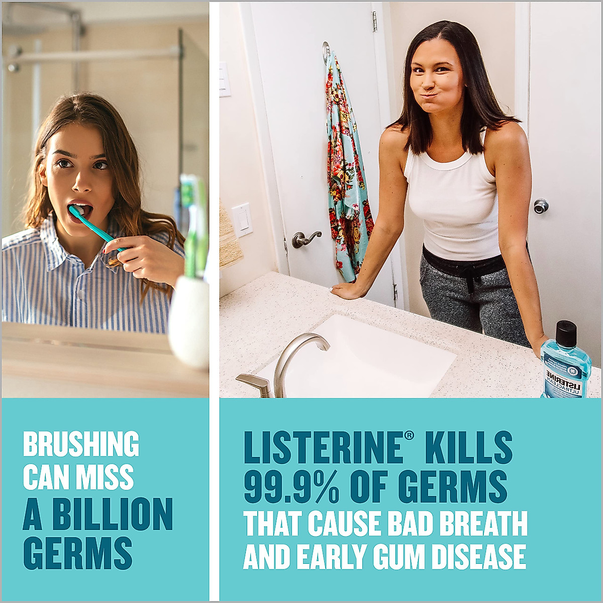 Listerine Ultraclean Oral Care Antiseptic Mouthwash with Everfresh Technology to Help Fight Bad Breath, Gingivitis, Plaque and Tartar, Cool Mint, 8.5 fl. oz (250 mL)