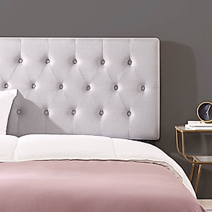 ZINUS Trina Upholstered Headboard, Button Tufted Upholstery, Adjustable Height, Easy Assembly, Light Grey, Full