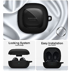 SURITCH Case for Samsung Galaxy Buds FE(2023)/Buds 2 Pro(2022)/Buds 2(2021)/Buds Pro(2021)Buds Live(2020), Shockproof Sturdy Protective Earbuds Cover for Charging Case with Heavy-Duty Carabiner, Black