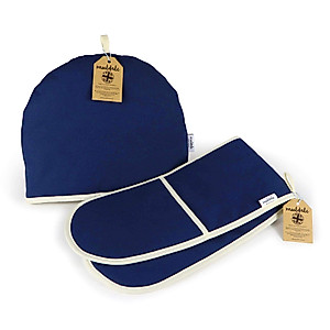 Muldale Large Tea Cozy for Teapot - Oxford Navy - Teapot Cozy Cover Insulated to Keep Warm Thermal 100% Cotton Extra Thick Wadding - Made in England - Tea Cozies Covers Fit 1 to 6 Cup