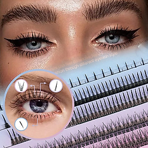 BlueSmurfs Individual Fairy Eyelashes Extensions Fluffy DIY Cute Eye Cluster Eyelashes Natural Faux Mink False Eye Lashes Multipack of 170 Mini Individuals Fairy Lash Clusters (Include Bottom Lashes)