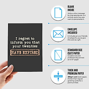 Funny 30th Birthday Card for men or women with envelope | Joke card for someone who is turning 30 years old | Original and unique present idea for son, daughter | Your Twenties Have Expired