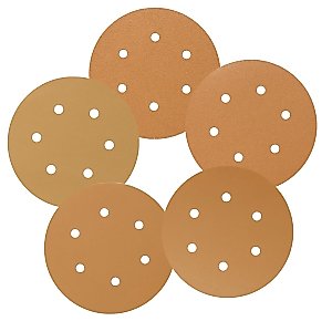SUPBICCO 50 PCS 6 Inch Sanding Discs Hook and Loop, 80 120 220 320 400 Assorted Grits Sand Paper Disc for Random Orbital Sander, 6 Hole Gold Random Orbital Sandpaper Pads