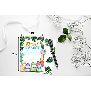 HEZNZXQ Baby Shower Invitations for Boy, Safari Jungle Fill-in Invites, 4x6 Double-sided Cards, 25 Sets with Envelopes