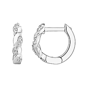 PAVOI 14K White Gold Plated 925 Sterling Silver Post CZ Huggies | Women's Small Gold Hoop Earrings | Synthetic Diamond Earrings
