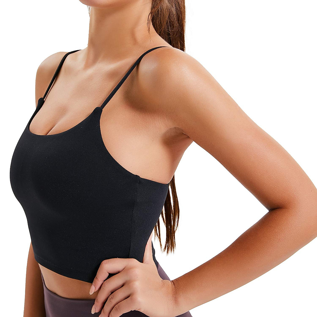 sportsnew Women Yoga Tank Tops Padded Sports Bra Workout Fitness Running Crop Top Black, Small