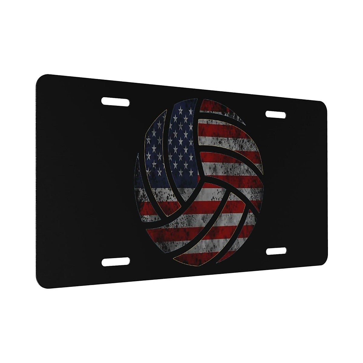 USA Flag Volleyball Aluminum Stainless Decorative Car Front Personalized License Plate 6 X 12 in