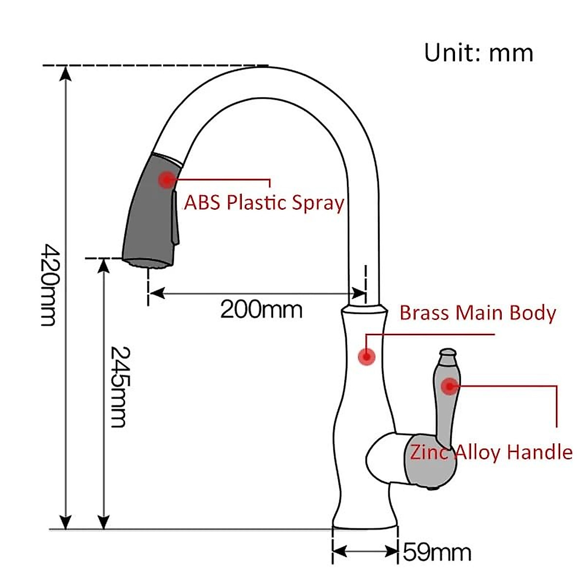 Pull Out Kitchen Sink Single Lever Water Mixing Faucet Crane for Kitchen 360 Degree Rotating Mixer(Bronze Black)