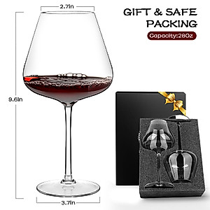 Chouggo Super Large 28Oz Wine Glasses Set of 2, Hand Blown Crystal Red Wine or White Wine Burgundy Glass, Hand Crafted by Artisans - Gifts for Women, Men, Wedding, Anniversary, Christmas, Birthday