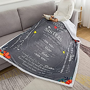 Funny Sister Blanket Birthday Gifts | Luxurious Sister Blanket with Loving Messages for Sister Birthday Gifts | Snuggly Soft Fleece Blanket Sister Gifts from Sister | 50" X 60" (Sherpa Fleece, Grey)