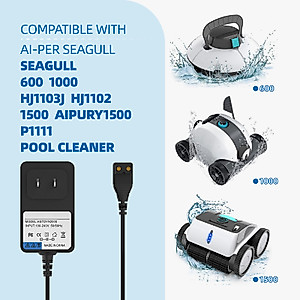 Charger for Aiper Seagull 600 1000 HJ1102 AIPURY1500, for Cordless Pool Cleaner Charger Smart Pool Cleaner Charger Pool Cleaner Charger Cord, 12.6V 2-Pin AC/DC Adapter