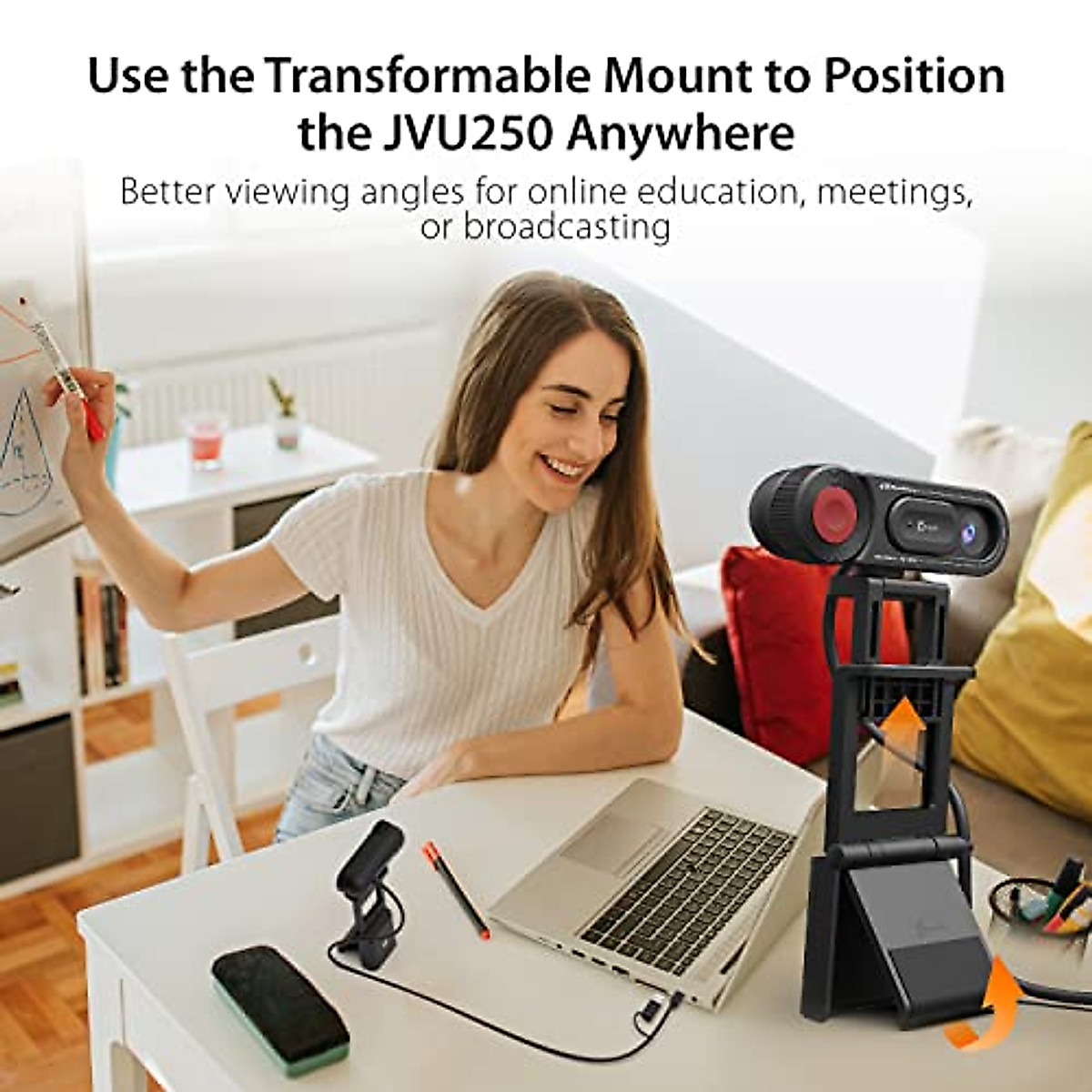 j5create 1080P Dual Mode Webcam and Document Camera with Auto & Manual Focus, Magnetic Privacy Cover for PC, Laptops | for Live Streaming, Video Calls, Online Meetings, Online Classes (JVU250)