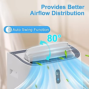 Wiytamo 14,000 BTU Portable Air Conditioners for Rooms Up to 700 Sq.Ft, 4-in-1 Portable AC Unit, Heat, Dehumidifier & Fan with Remote Control, Auto Swing, LED Display, Window Installation Kit Included