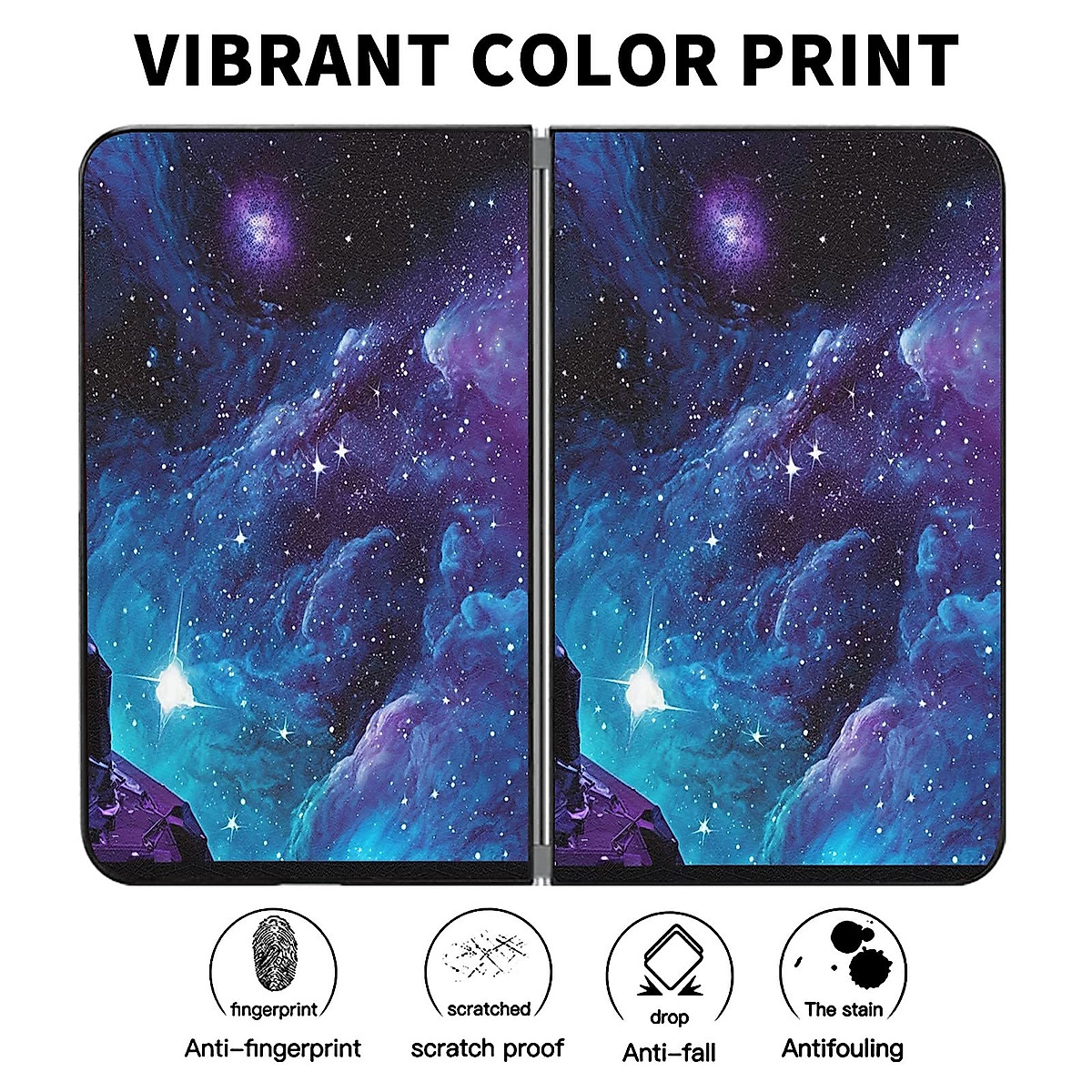 AIRWEE Case for Microsoft Surface Duo Case,Surface Duo Leather Case 2020, Ultra Slim Hard PC Back Case Protective Fold Cover Case for Microsoft Surface Duo,Starry Sky
