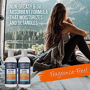 STREAM 2 SEA Boaters and Campers Hair Shampoo and Conditioner Set, 4 oz Reef Safe Fragrance Free All Natural Shampoo and Conditioner For Camping, Hiking and Boating, Paraben Free Hair Care