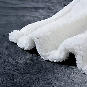 NANPIPER Sherpa Queen Size Blanket,Soft Fuzzy Fleece Blanket,Warm Plush Edge Blankets,Grey 90"x90"