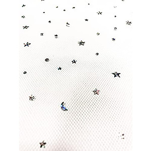 Lauthen.S Tulle Roll Spool Fabric with Sequins Star Moon for Sewing,Table Skirt and Wedding Birthday Baby Shower Party Decoration 6 Inches by 25 Yards(75 Feet) Royal