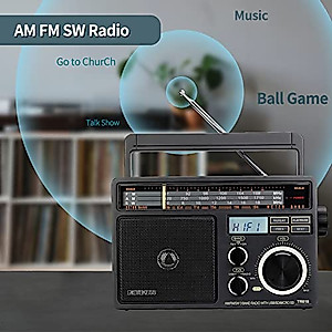 Retekess TR618 AM FM Radio Plug in Wall, Portable Shortwave Radios, Support SD, Micro SD and USB Flash Drive, AM FM Radios with Best Reception for Home Kitchen or Drive in