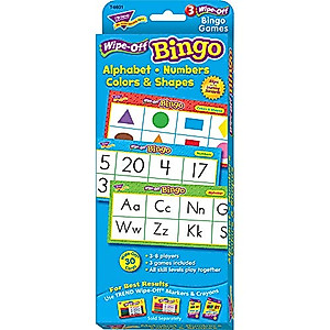 TREND ENTERPRISES, INC. Alphabet, Numbers, Colors & Shapes Wipe-Off Bingo (T-6601)