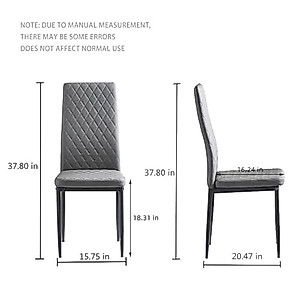 VOPES Light Gray Modern Minimalist Dining Chair Leather Sprayed Metal Pipe Conference Chair Set of 4