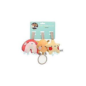 Pearhead Rainbow Sun and Stars Stroller Toys, Plush Corduroy Baby Travel Car Seat Toy Set, Baby Hanging Interactive Toys, Gender-Neutral Baby Travel Accessories, Rainbow Sun Stars Set of 3