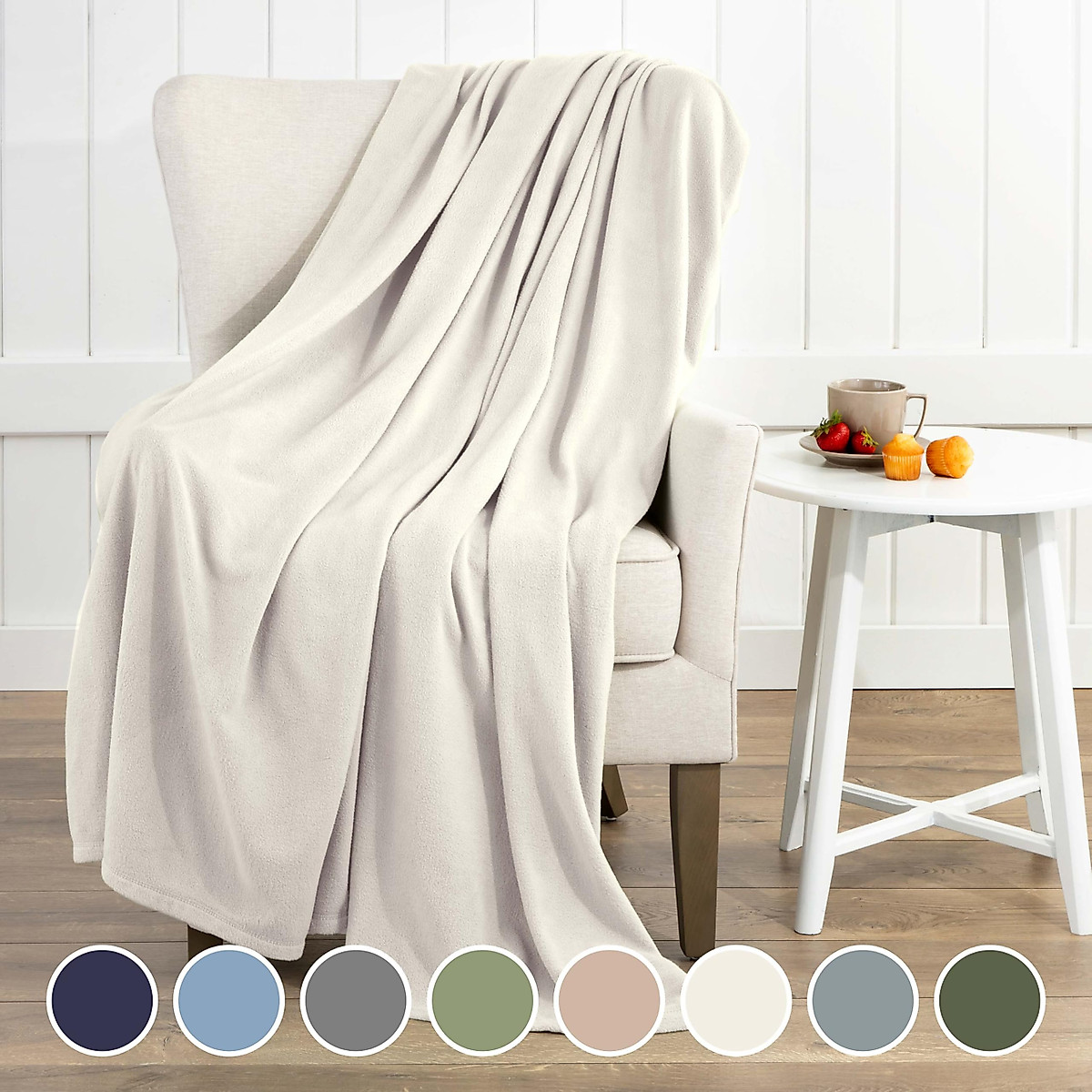 Martex 1B06847 Super Soft Fleece Plush Lightweight Blanket Low Lint Luxury Hotel Style Solid Pet Friendly Bed and Couch Blankets, Twin, Ivory