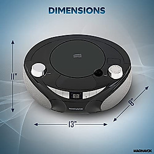 Magnavox MD6949-BK Portable Top Loading CD Boombox with AM/FM Stereo Radio and Bluetooth Wireless Technology in Black | CD-R/CD-RW Compatible | LED Display |