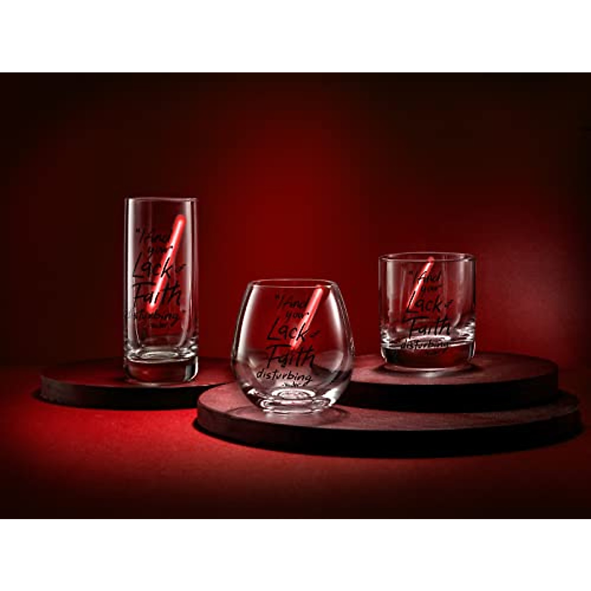 JoyJolt Star Wars Darth Vader Lightsaber Stemless Drinking Glass - 15 oz - Set of 2