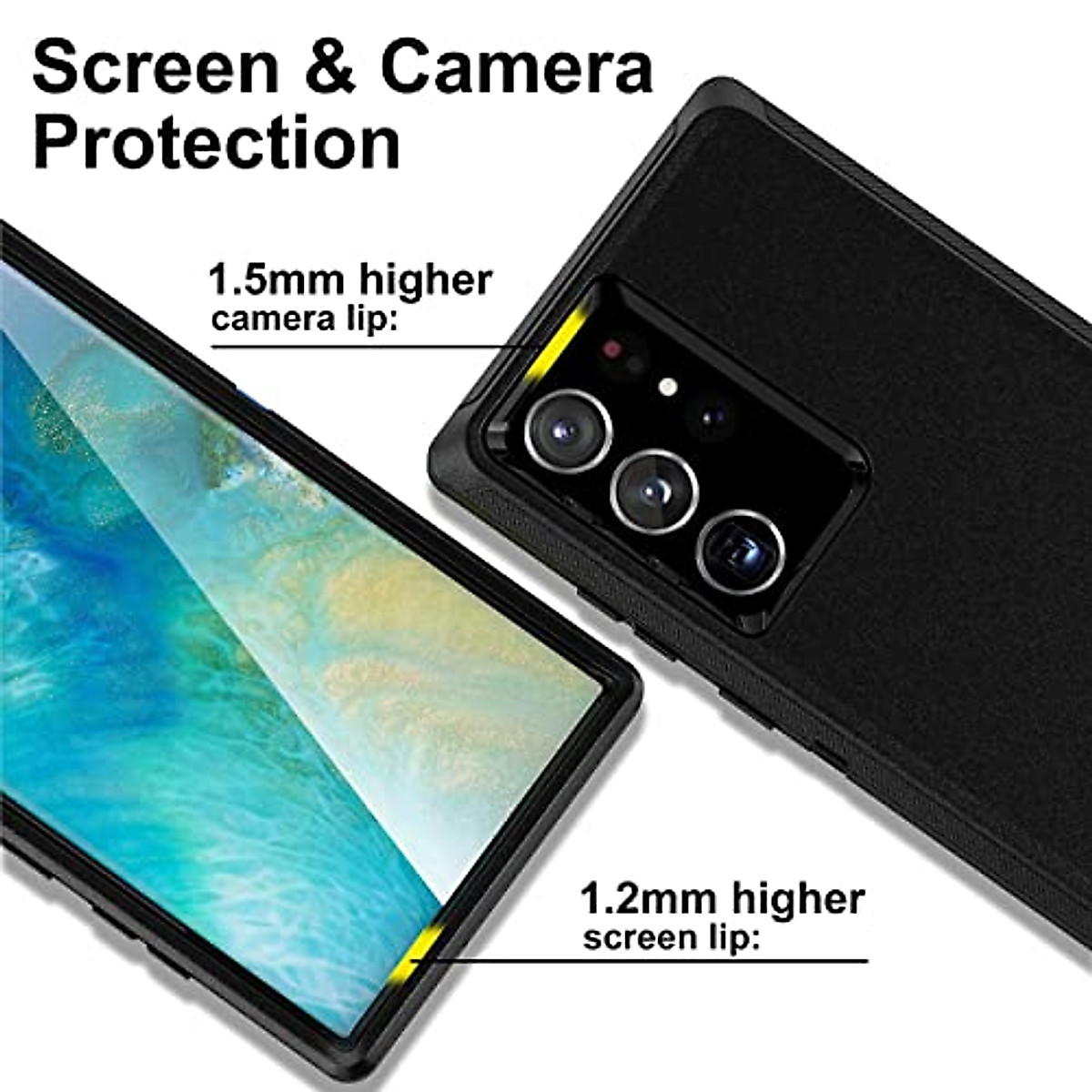 MXX Case Compatible with Galaxy S23 Ultra, 3-Layer Super Full Heavy Duty Body Bumper Cover/Shock Protection/Dust Proof, Designed for Samsung Galaxy S23 Ultra 5g (6.8 Inch) 2023 (Black)