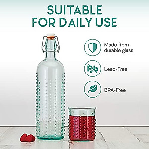 Amici Home Urchin DOF Glass | 12 Oz | Italian Made, Recycled Green Glass | Hobnail Drinking Glass for Water, Iced Tea, Milk, Juice, Cocktails, Fresh Drinks (Set of 6)