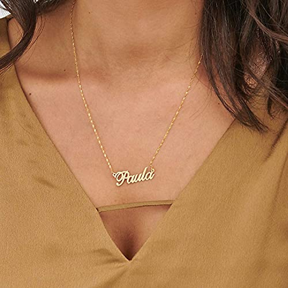 MYKA – Personalized Classic Name Necklace – Custom Made Nameplate Pendant – Customized Jewelry – Gift for Women, Her, Mom – Gift for Christmas, Birthday, Mother's Day (14k Yellow Gold - 20")