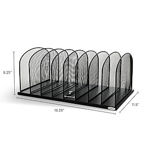 Safco Onyx Desk Organizer with 8 Vertical Sections, File Organizer for Home, Office, Classroom & More, Steel Mesh Construction