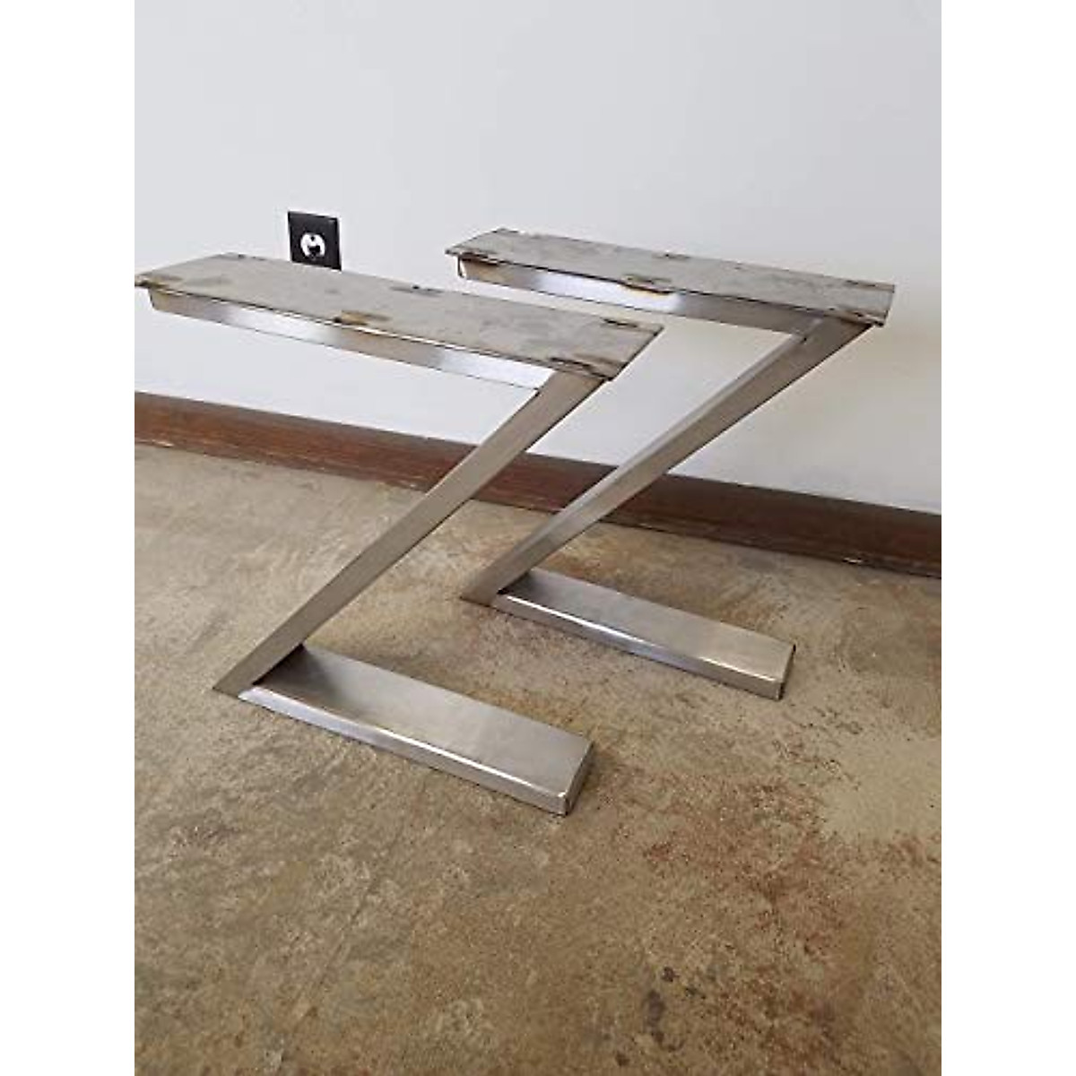 Brushed Stainless Table Legs, Z-Shaped - Any Size