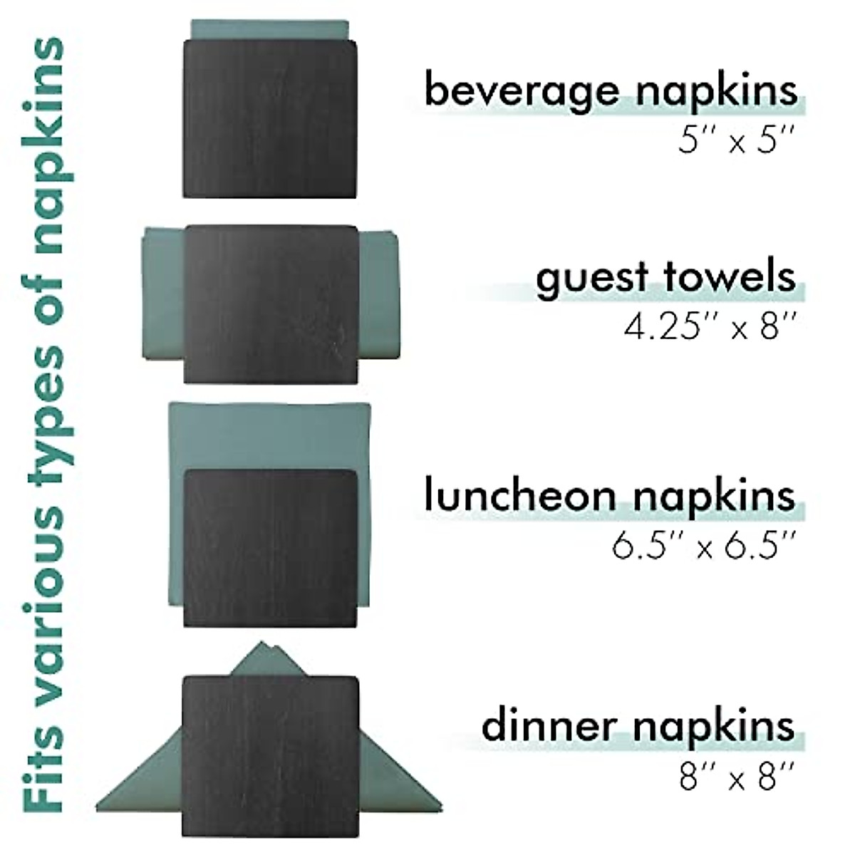 Napkin Holder For Table - Wooden Farmhouse Napkin Holders, Black Simple Upright Vertical Dining Table Cocktail Napkins Dispenser, Kitchen Rustic Natural Walnut Wood For Paper Napkins