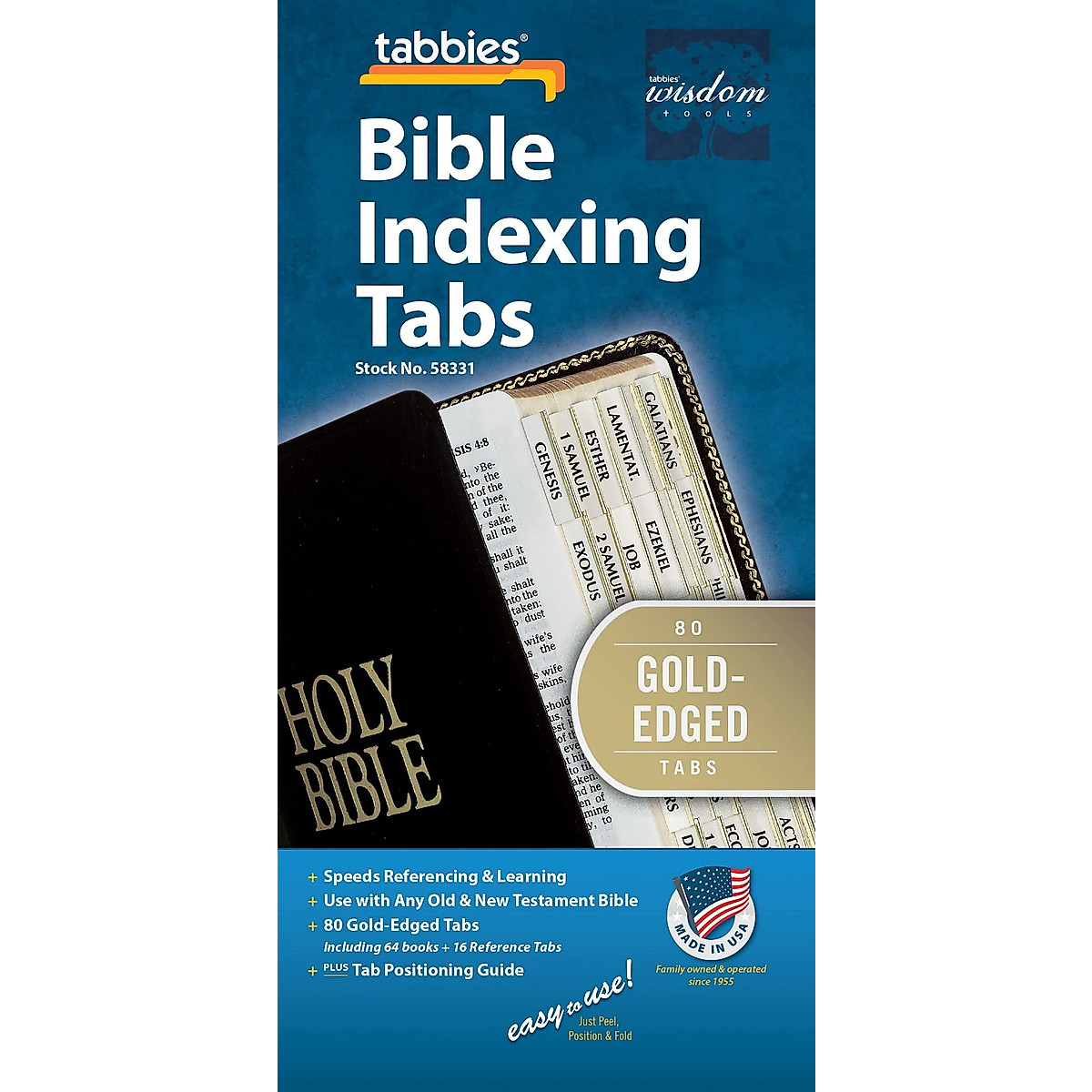 Tabbies Gold-Edged Bible Indexing Tabs, Old & New Testament, 80 Tabs Including 64 Books & 16 Reference Tabs (58331)